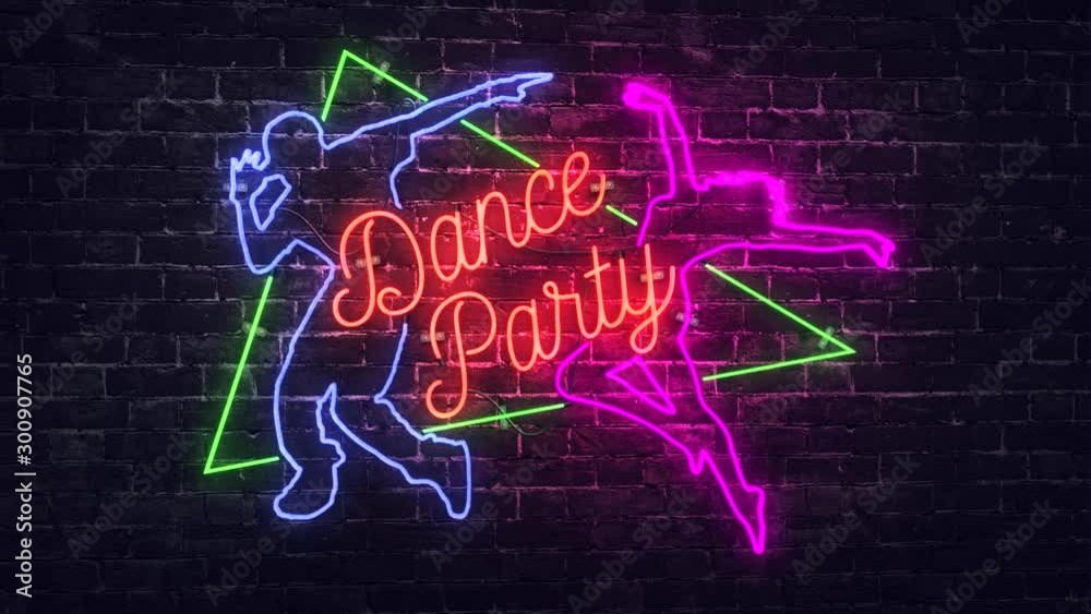 Realistic render of a vivid and vibrant animated neon sign, with the ...