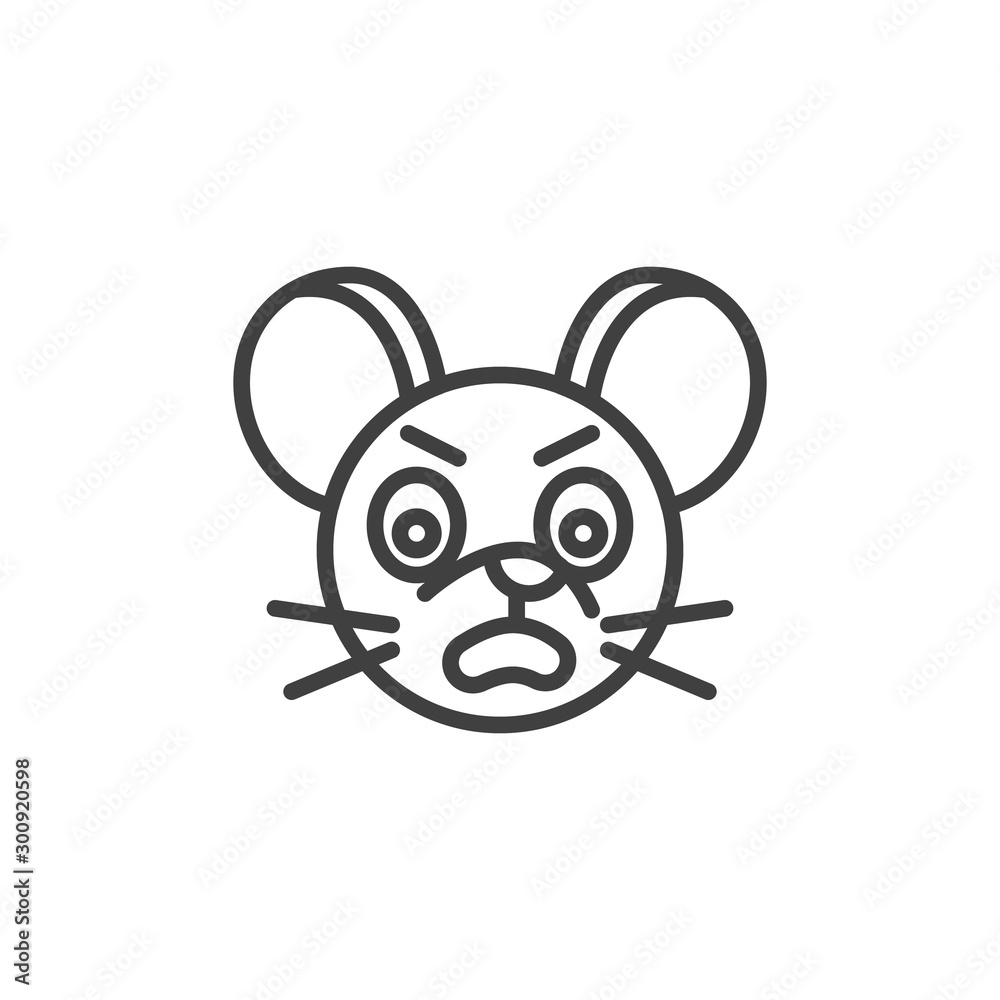 Annoyed rat emoticon line icon. linear style sign for mobile concept ...