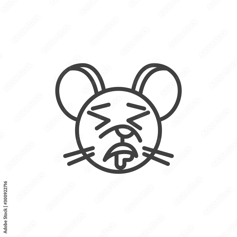 Drooling rat emoticon line icon. linear style sign for mobile concept ...