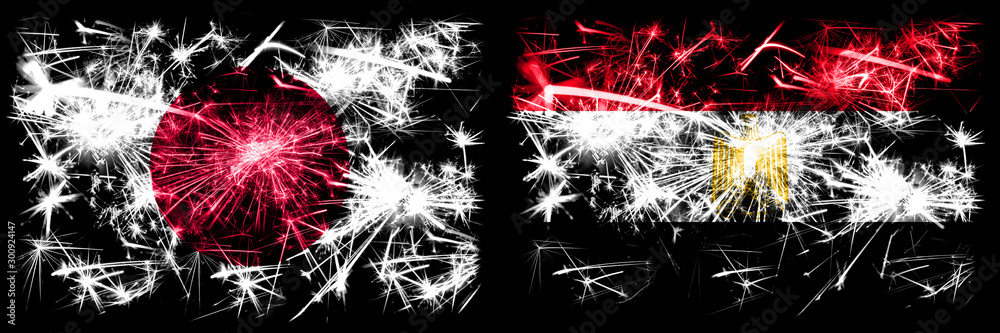 Japan, Japanese vs Egypt, Egyptian New Year celebration sparkling ...