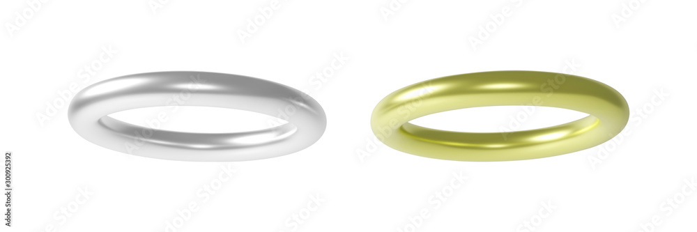 Golden Halo Angel Ring isolated on pure white background with glory ...