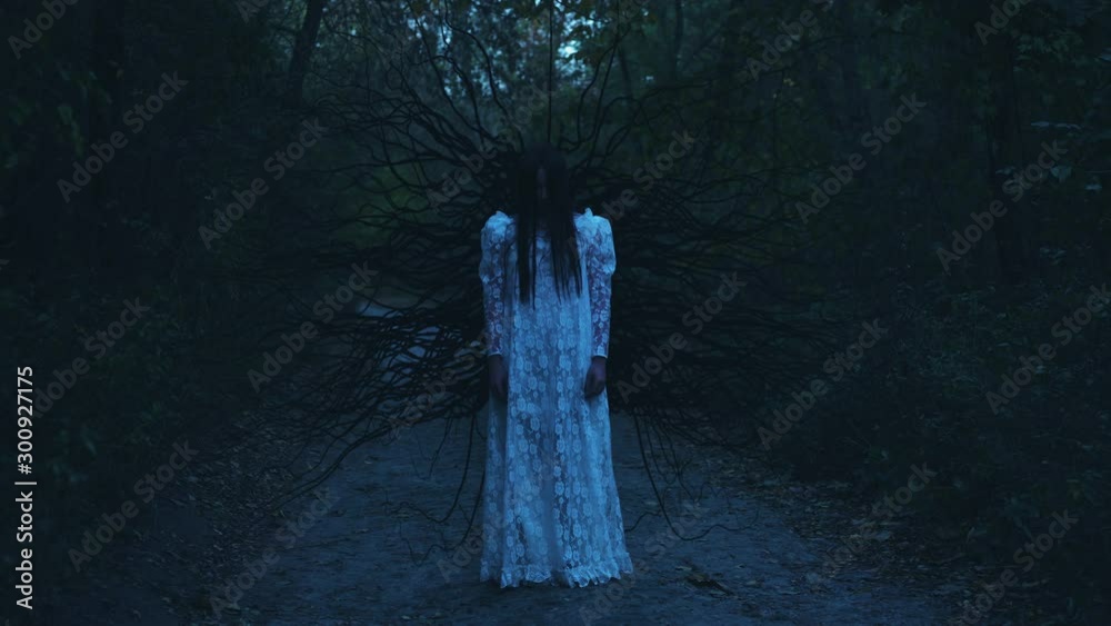 Horrifying tentacles rising behind woman's body, virus host, infection ...