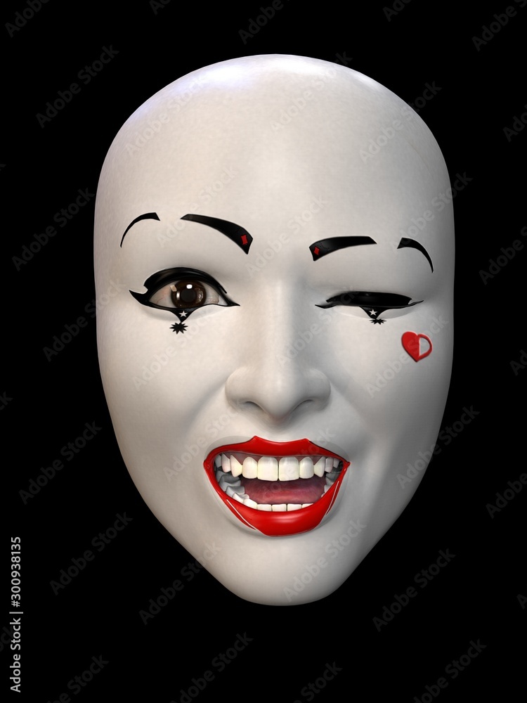 Mask. Facial expressions and emotions. 3d illustrations Stock ...