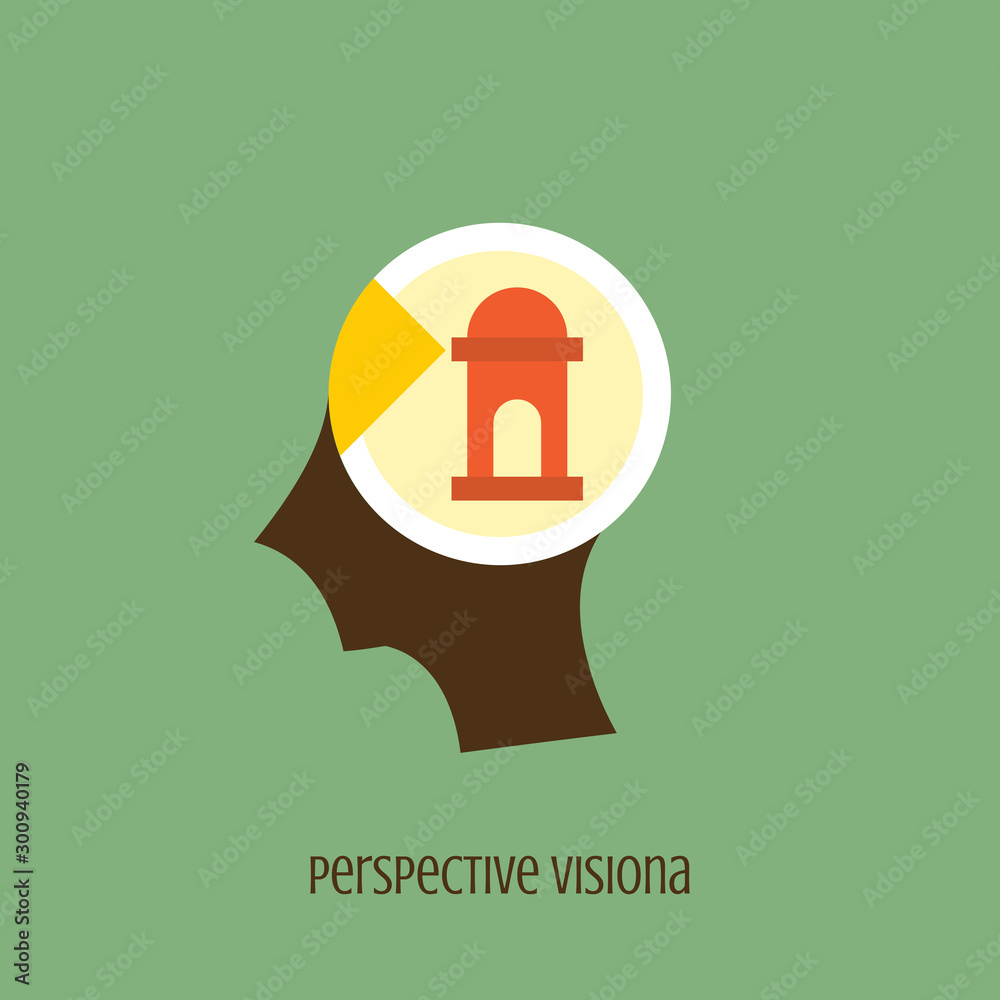 Perspective vision icon concept with lighthouse in the drawing of human ...