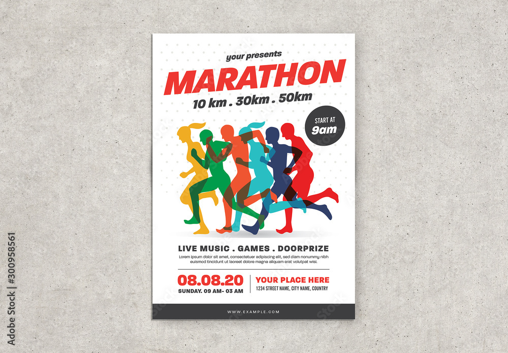 Marathon Flyer Layout Stock Template | Adobe Stock