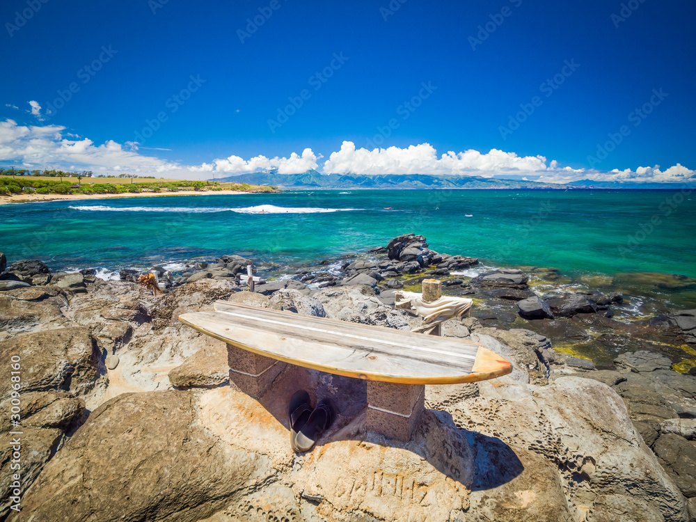 Ho'okipa Beach Park in Maui Hawaii, renowned windsurfing and surf site ...