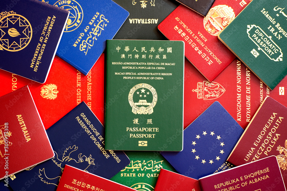 Malaysia Biometric Passport On The Background Of Multi Colored