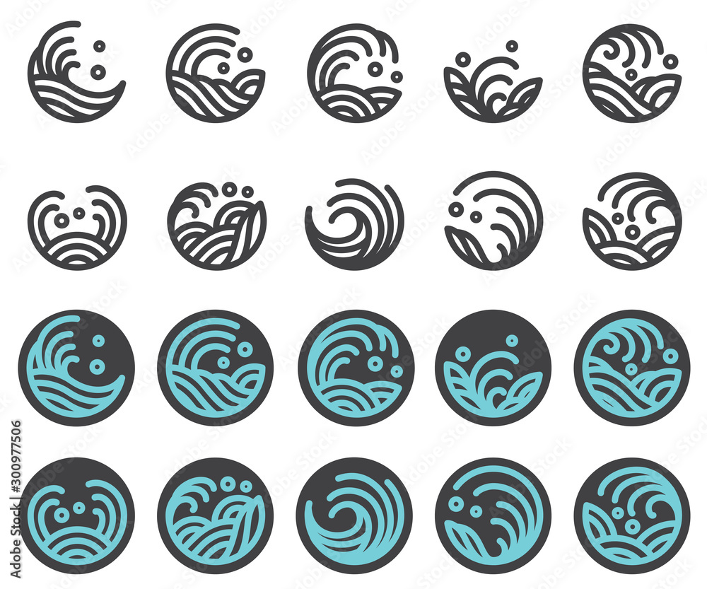 water wave logo design vector set Stock Vector | Adobe Stock