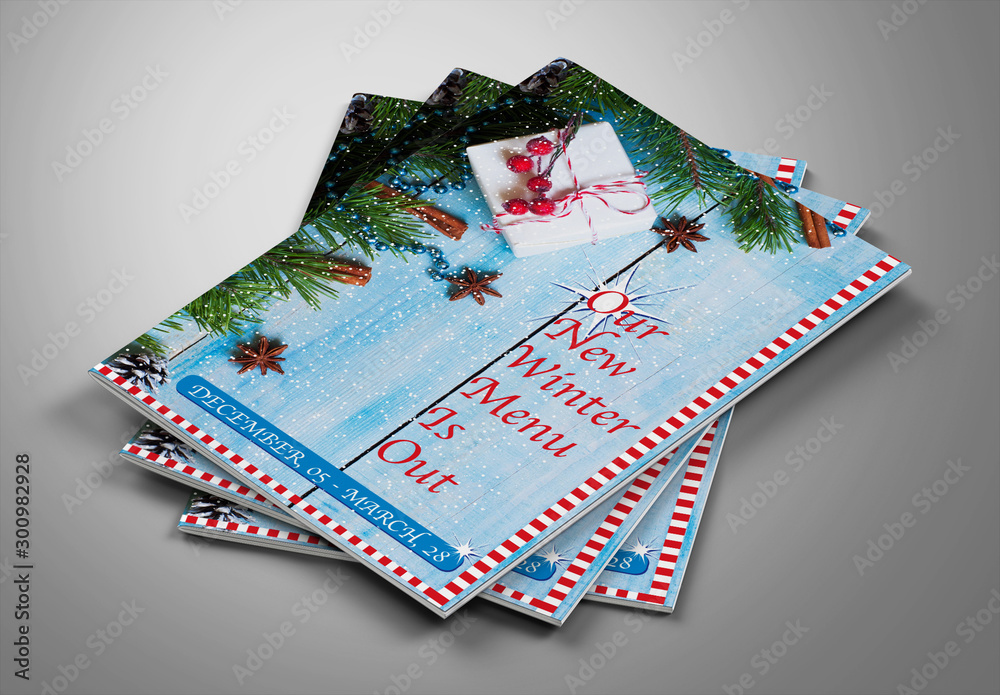 Winter Themed Menu Layout with Blue Accents Stock Template | Adobe Stock