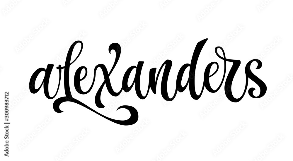 Alexanders - hand drawn spice label. Isolated calligraphy scrypt stile ...
