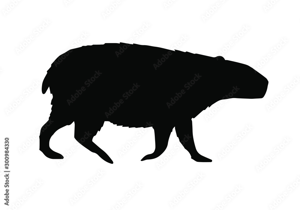 Vector flat black capybara silhouette isolated on white background ...