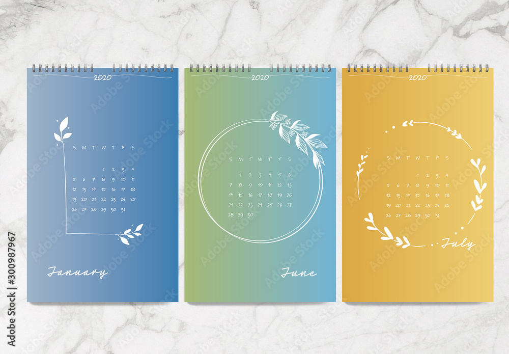 Calendar Layout with Gradient Background Elements Stock Template ...