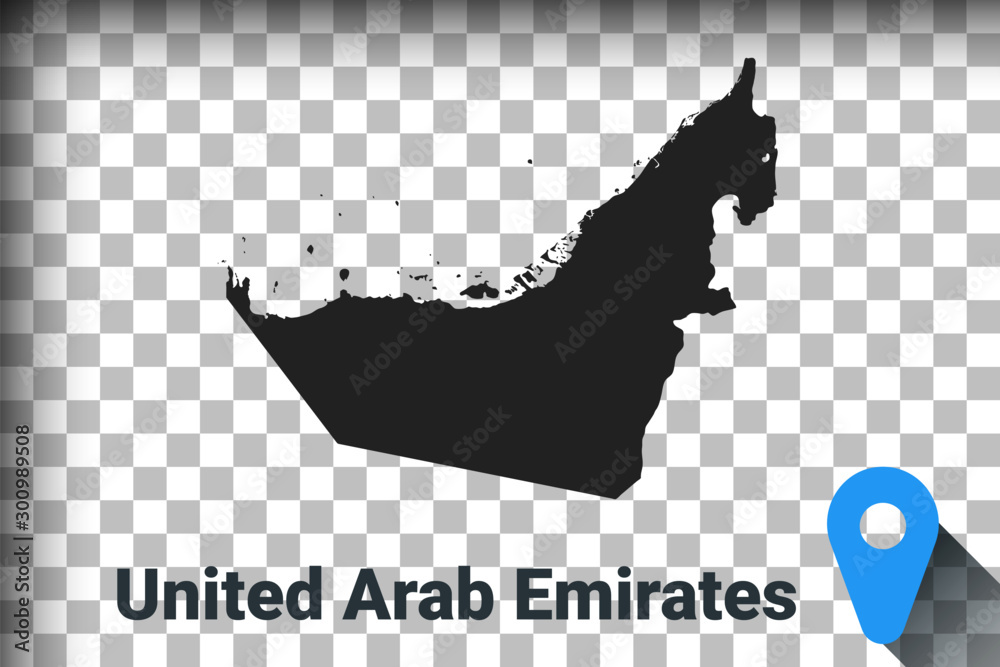 Map of United Arab Emirates, black map on a transparent background ...