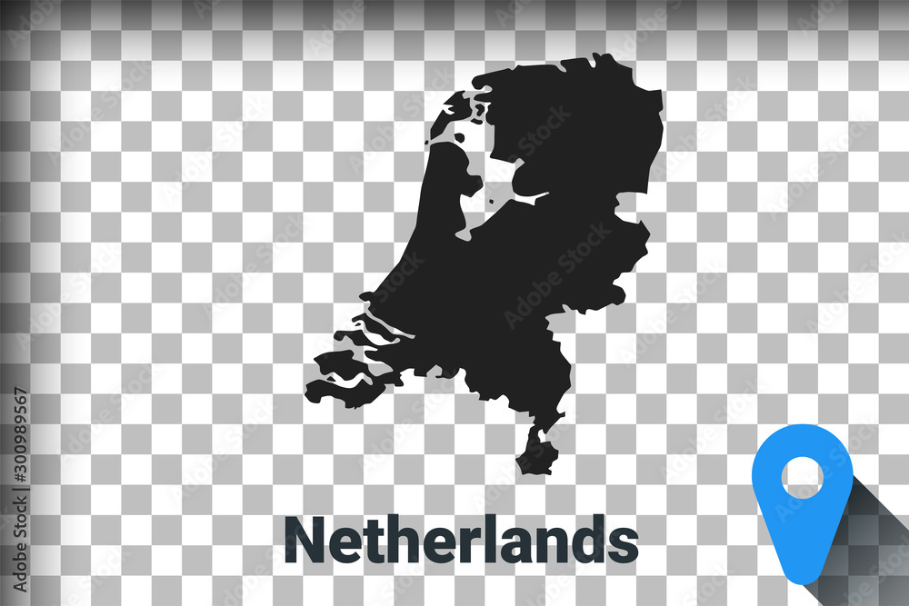 Map of Netherlands, black map on a transparent background. alpha ...