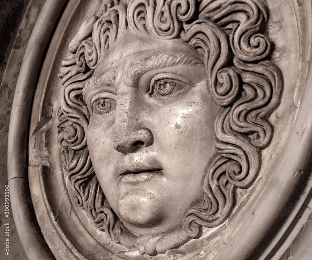 Medusa face sculpture. Head portrait of MedusaIn Greek mythology Medusa ...