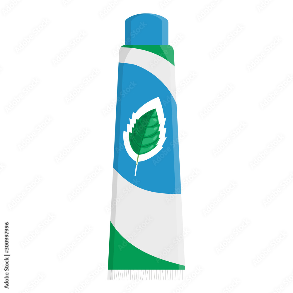 Toothpaste cartoon template with mint leaf isolated on white background ...