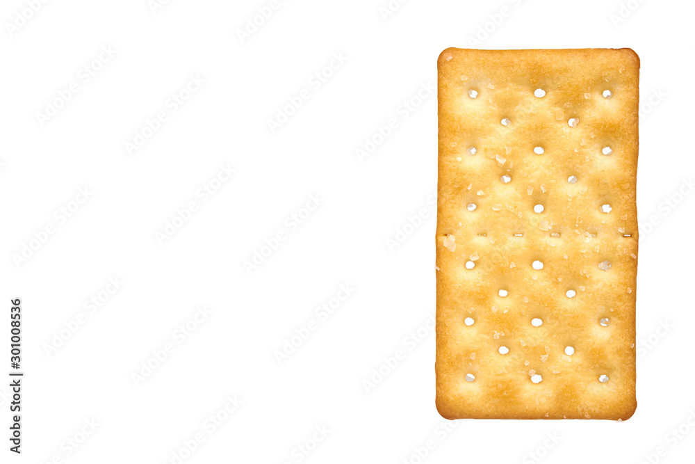 Salty cracker, crispy appetizer, rectangle shape cookie. Isolated ...