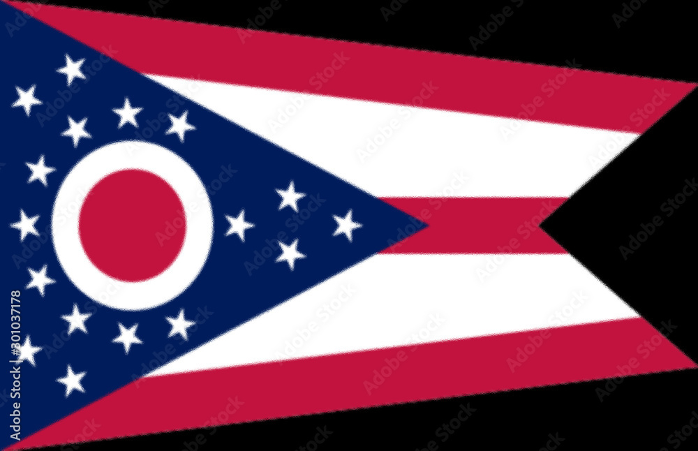 The Ohio flag is a swallowtail shaped flag with five alternating red ...