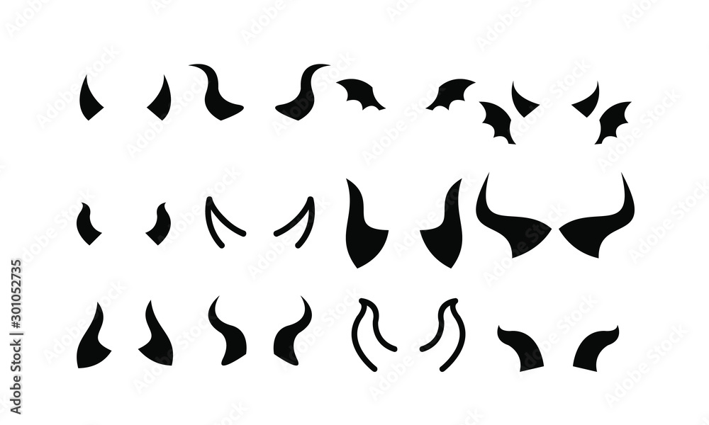 Devil Horns Set Vector. Good For Halloween Party. Red Devil Demon Satan ...
