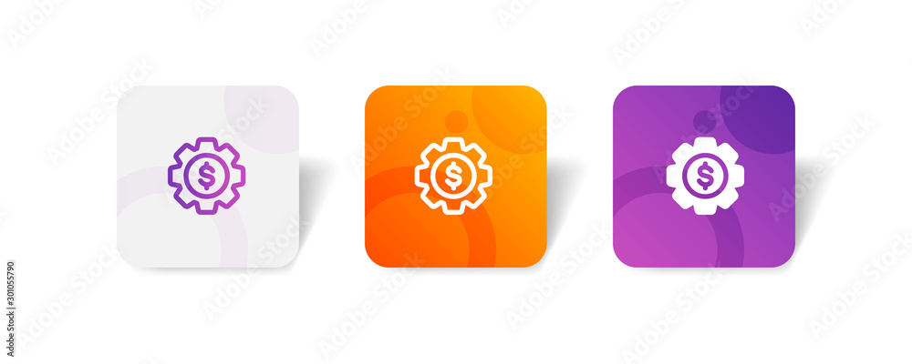cogs with dollar sign round icon in outline and solid style with ...