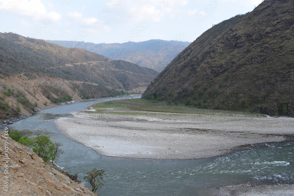 Beautiful scenery of Tamor River Nepal.The Tamor river is one of the ...