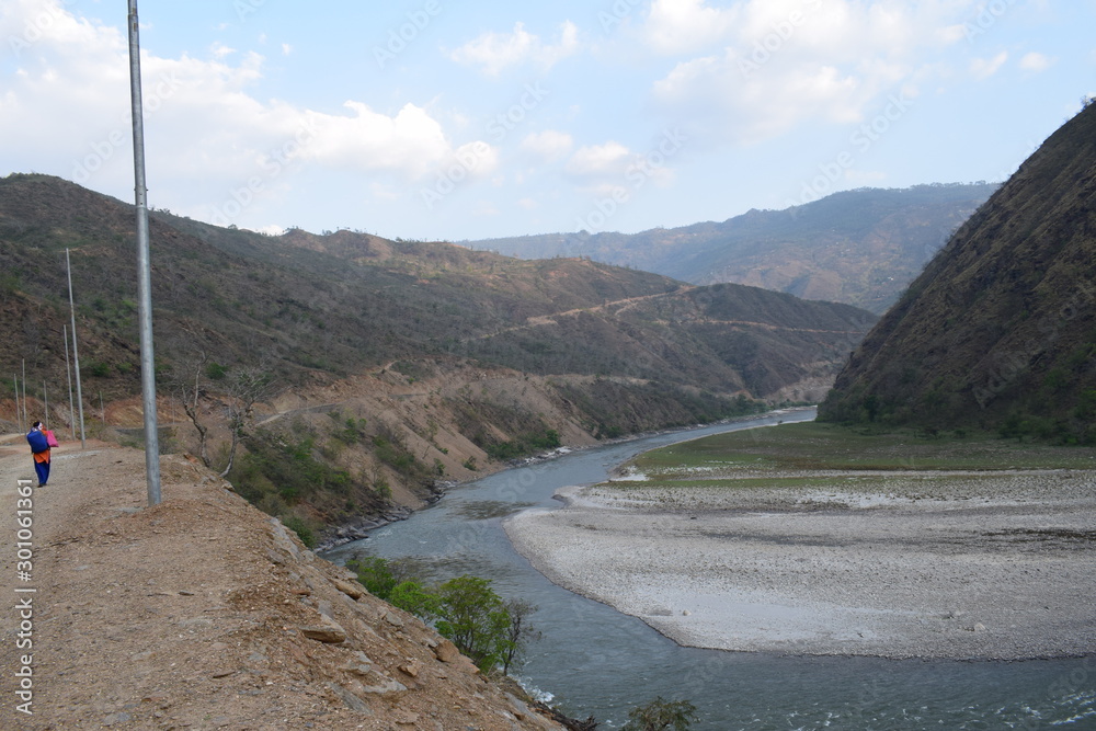 Beautiful scenery of Tamor River Nepal.The Tamor river is one of the ...