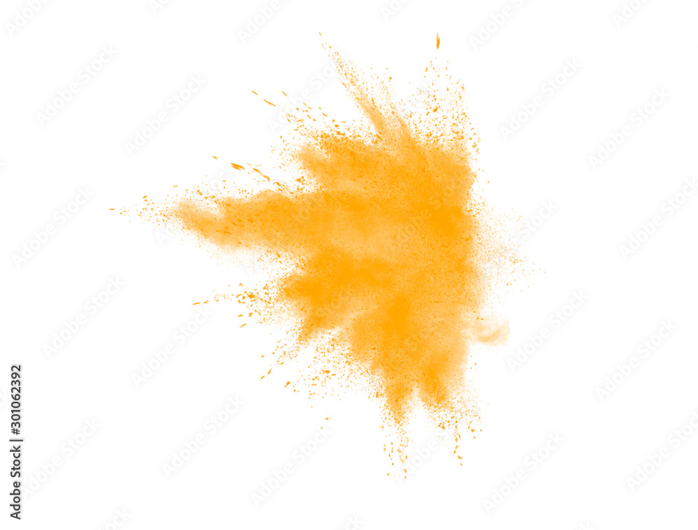 Yellow explosion brush. Yellow watercolor explosion isolated on white ...