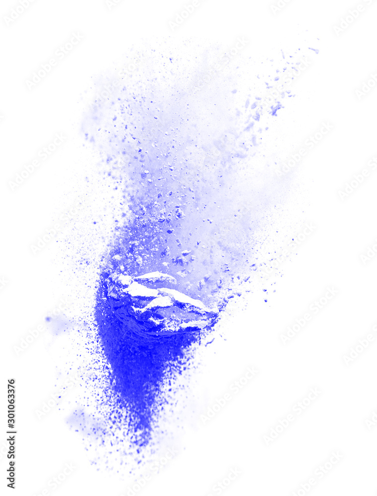 Blue watercolor splash isolated on white background. Blue explosion in ...