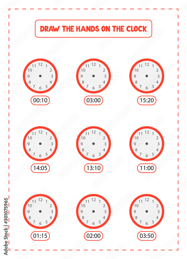 Draw The Hands On The Clock Game. Educational exercises for kids ...