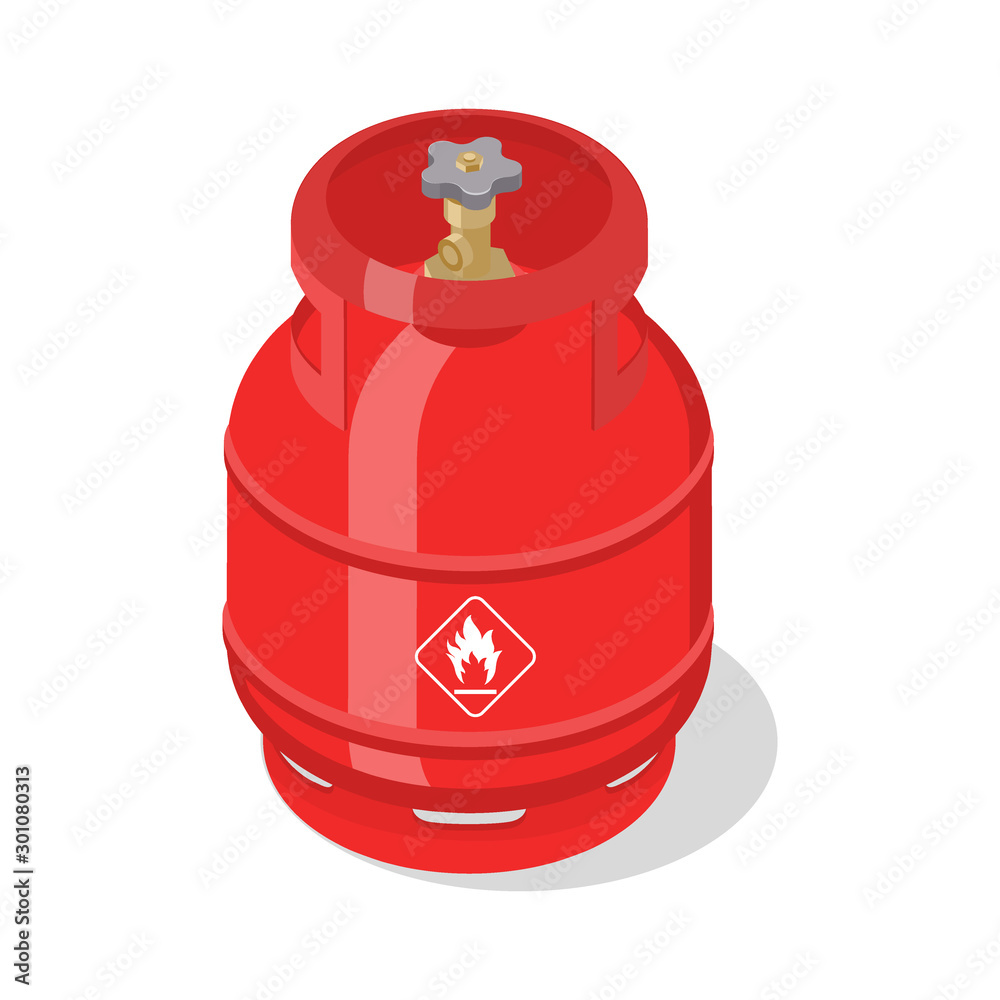 Flammable gas tank with liquefied compressed natural gases. Isometric ...