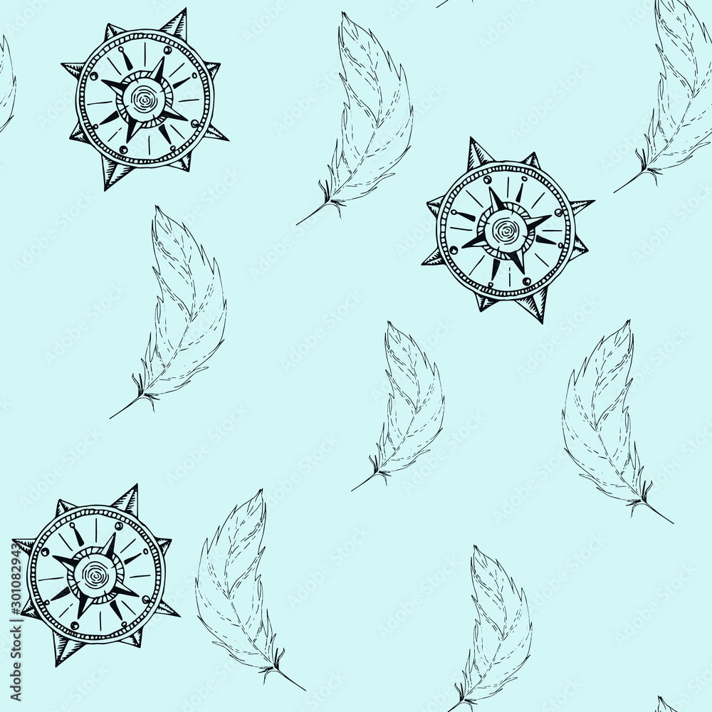 Marine pattern. Pirates doodle, seamless sea background. Ocean texture ...