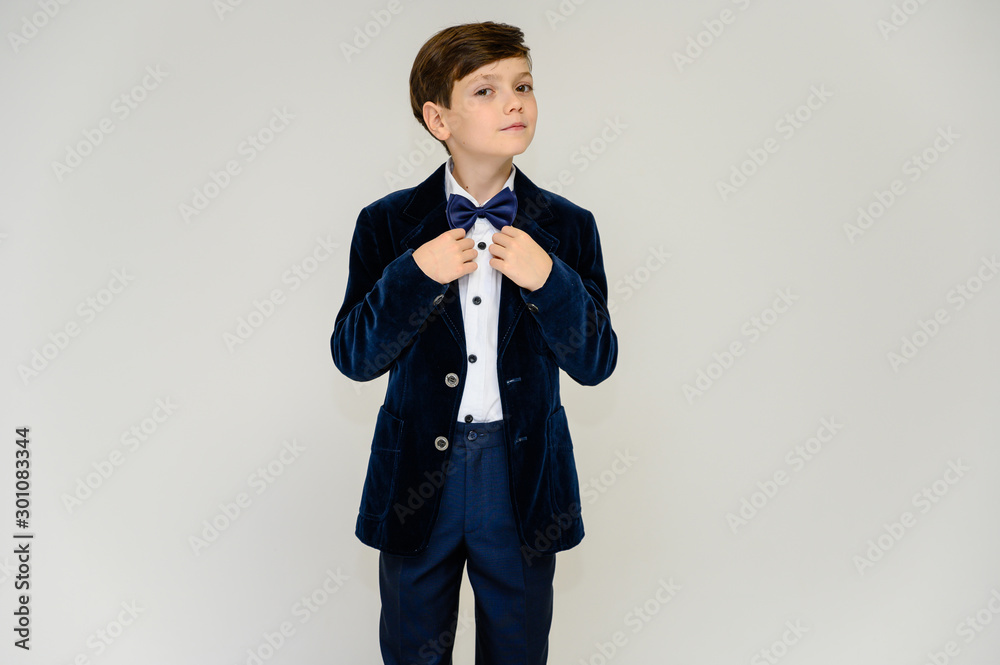 Concept boy teenager shows imitates entertainer behavior on stage ...