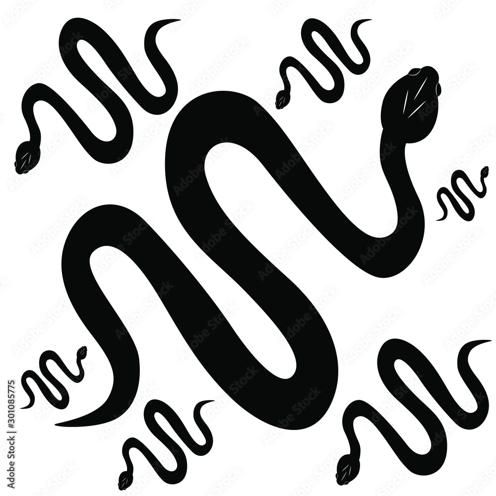 Grafika wektorowa Stock: Snakes are black. The body of the snake is ...