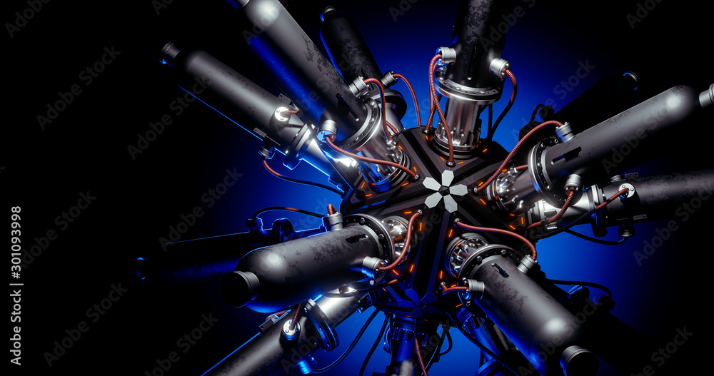 Abstract concept of reactor. Background of fusion reactor. Reaction ...