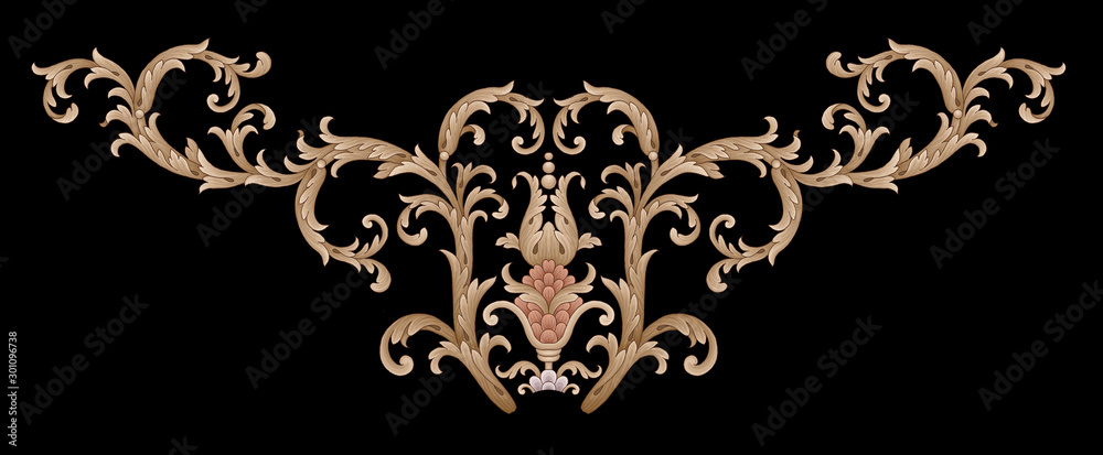 Decorative elegant luxury design.Vintage elements in baroque, rococo ...