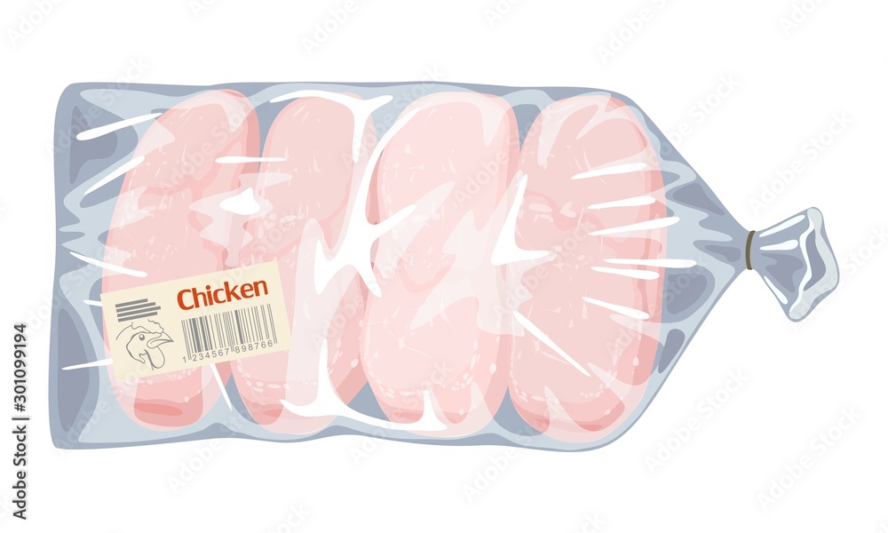 Photo & Art Print Frozen raw boneless skinless chicken breasts in ...