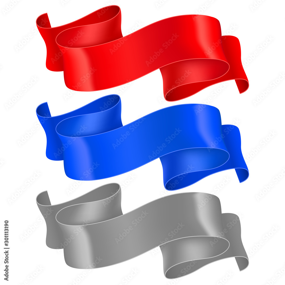 Ribbon banners. Colored shiny set Stock Vector | Adobe Stock