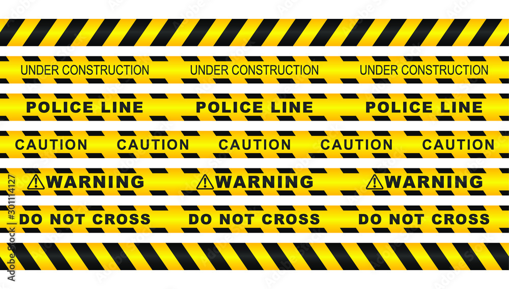 realistic Seamless security yellow black diagonal stripes. Safety ...