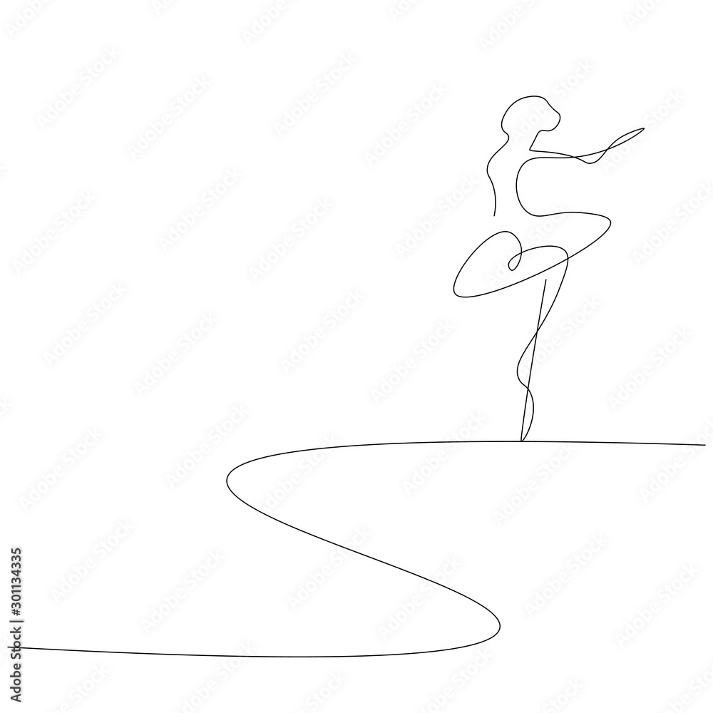 Ballet dancer silhouette continuous line drawing, vector illustration ...