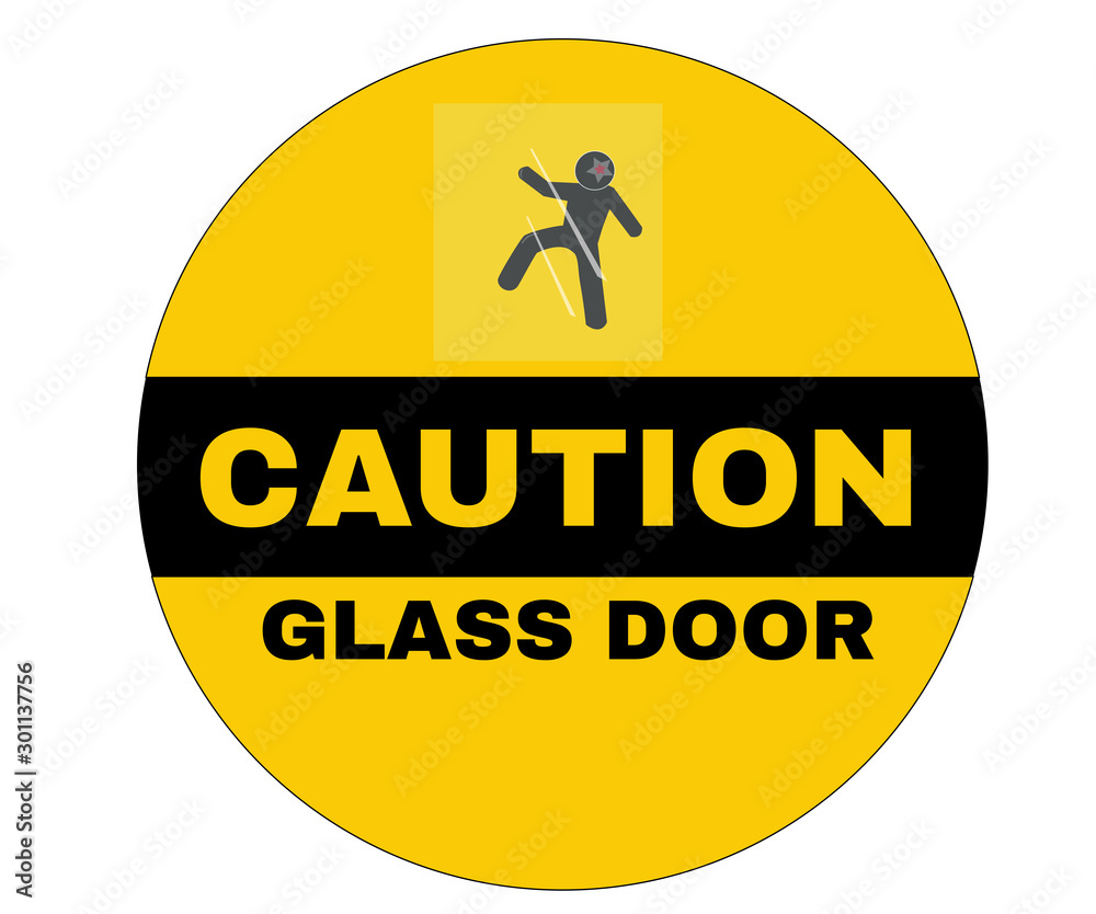 Accident Prevention Signs, Caution board with message Caution GLASS ...