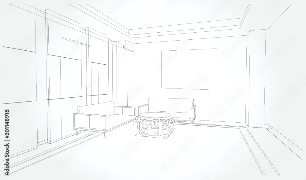 Dining Room Perspective Drawing