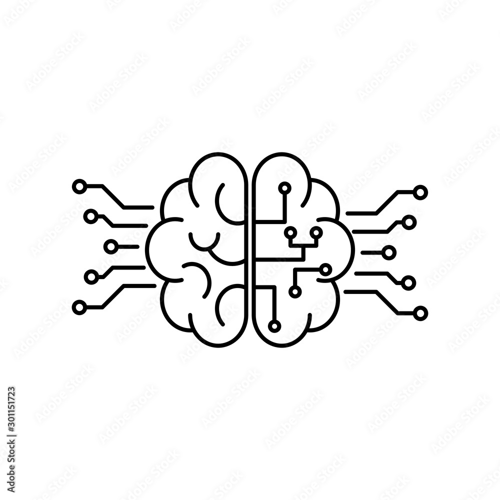 Concept of Artificial Intelligence AI and machine learning. Outline ...