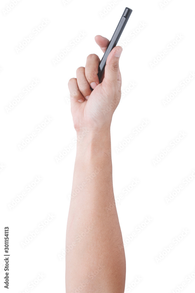 Hand Holding Pen. Writing hand. male hand hold black pen write on the ...