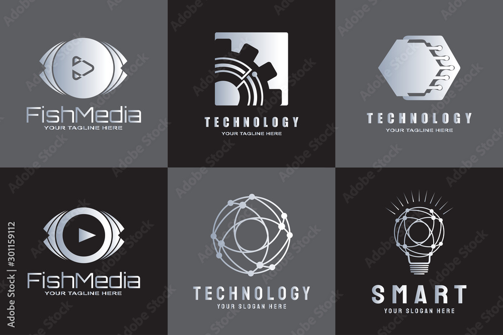 Future digital technology logo template, network, internet, connection ...