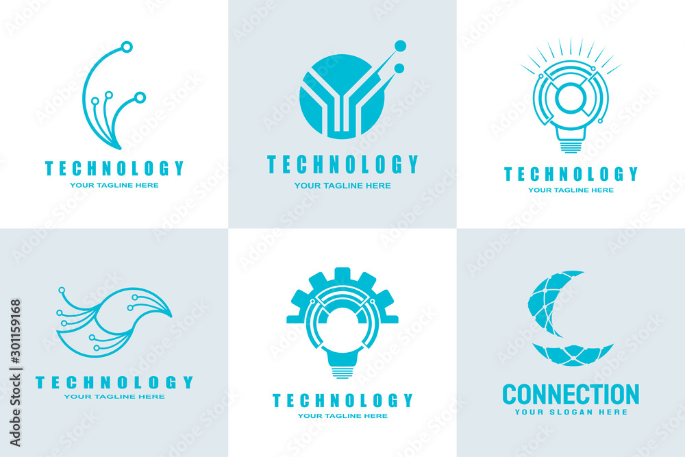 Future digital technology logo template, network, internet, connection ...