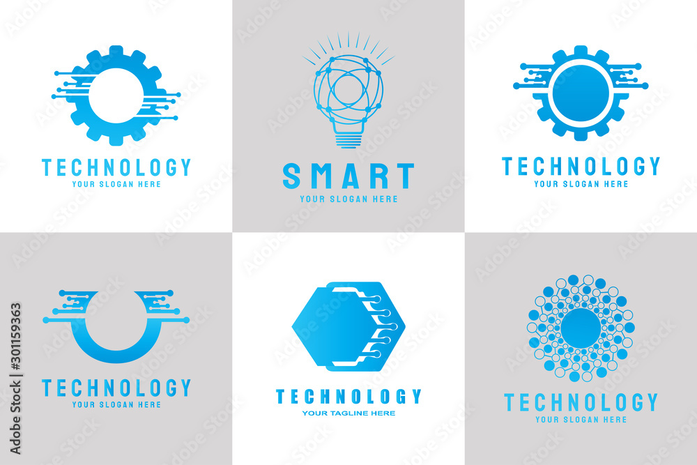 Future digital technology logo template - network, internet, connection ...