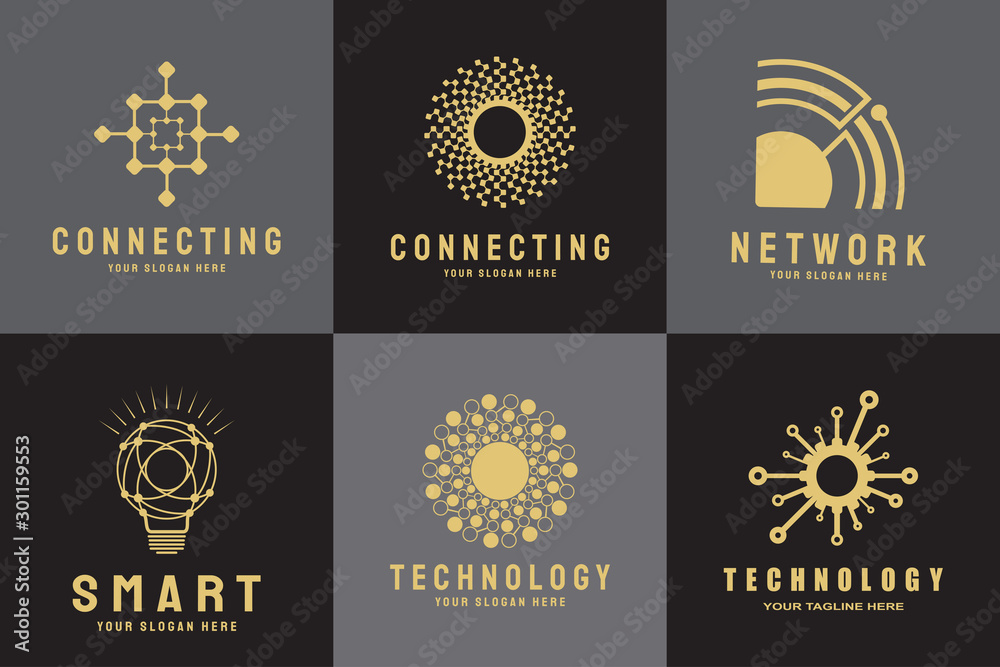 Future digital technology logo template, network, internet, connection ...