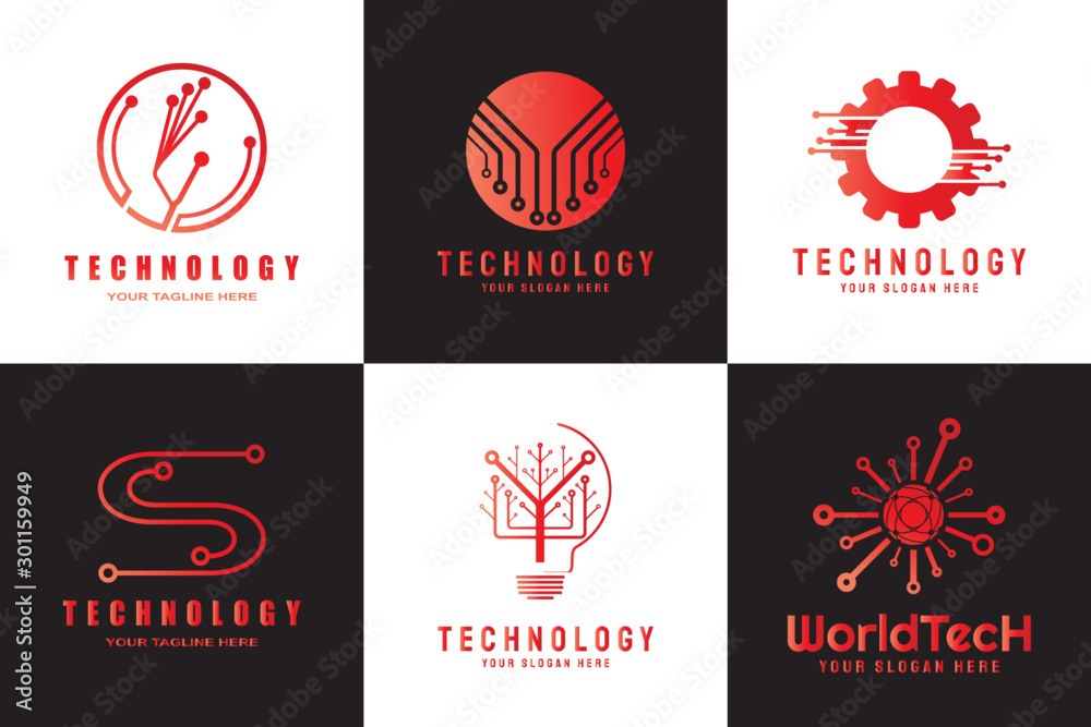 Future digital technology logo template, network, internet, connection ...