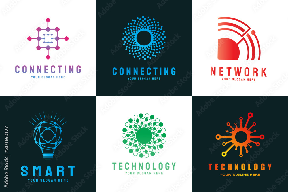 Future digital technology logo - network, internet, connection ...