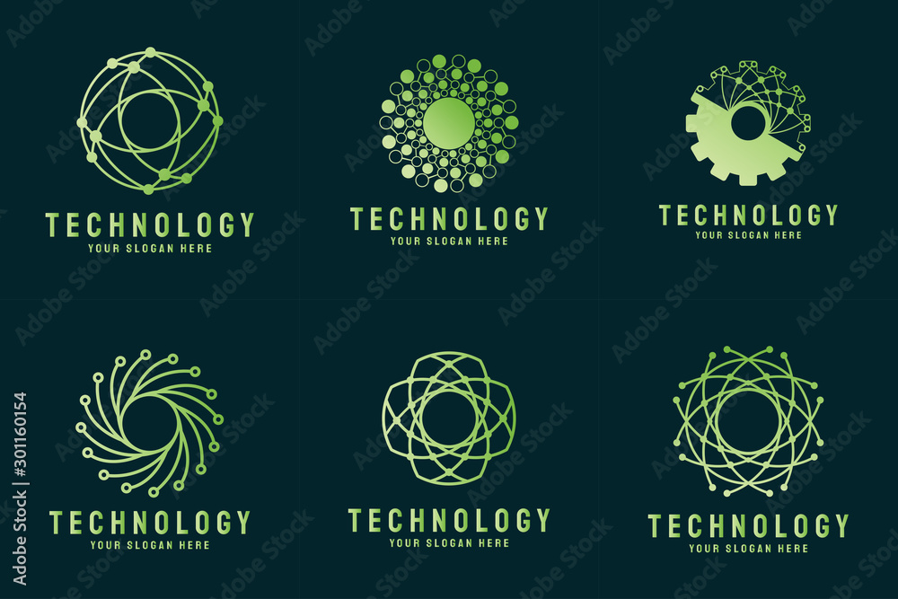 Future digital technology logo template, network, internet, connection ...